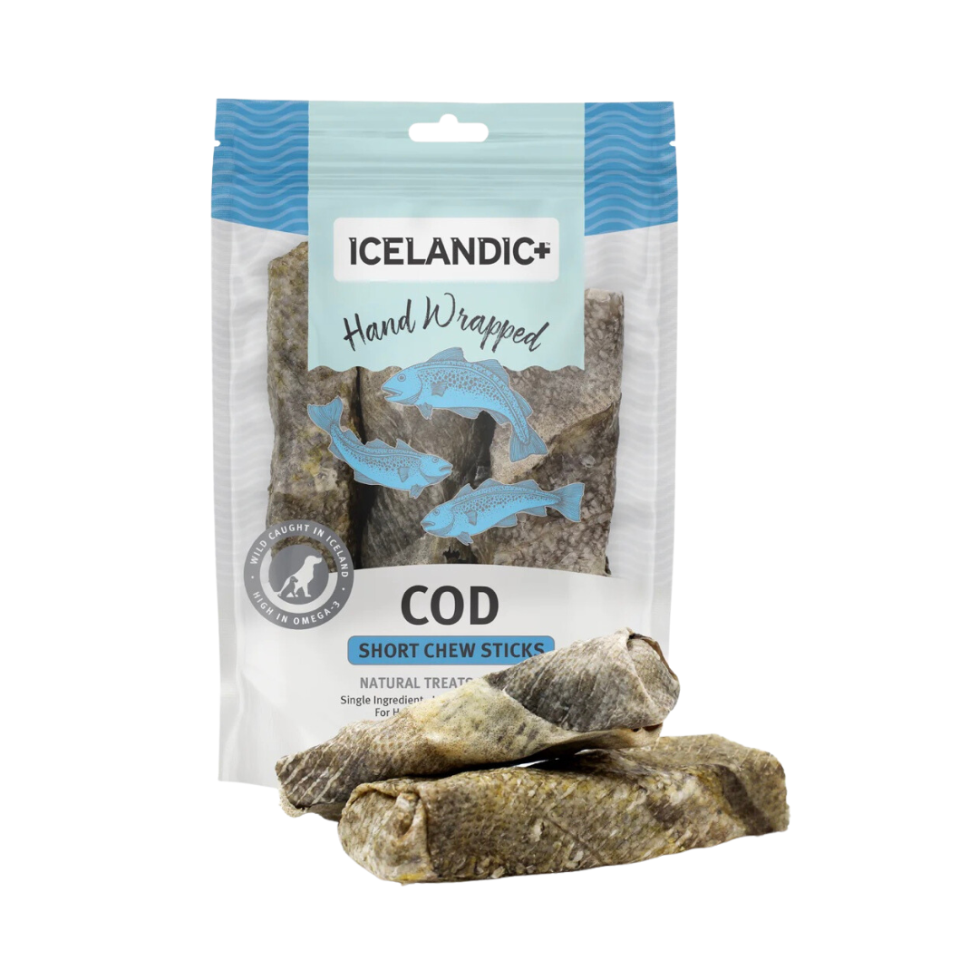 Icelandic+ Cod Skin Short Chew Stick | 5” - 3 Pieces – The Organic Dog Shop
