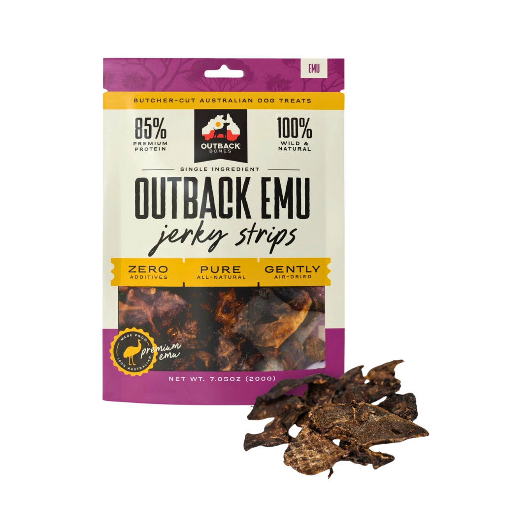 Outback Bones Emu Jerky Strips – The Organic Dog Shop